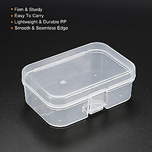 PATIKIL Clear Storage Container with Hinged Lid 65x45x24mm, 12 Pack Plastic Rectangle Box for Beads Art Craft