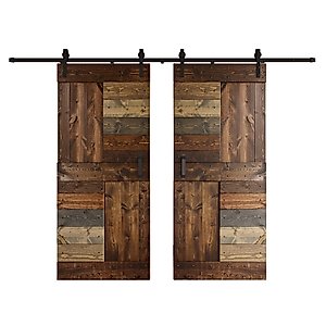 48in/60in/72in/84in x 84 in S-Series Finish Knotty Pine Wood Sliding Barn Door with Hardware Kit (72 in x 84 in, Multi Color)