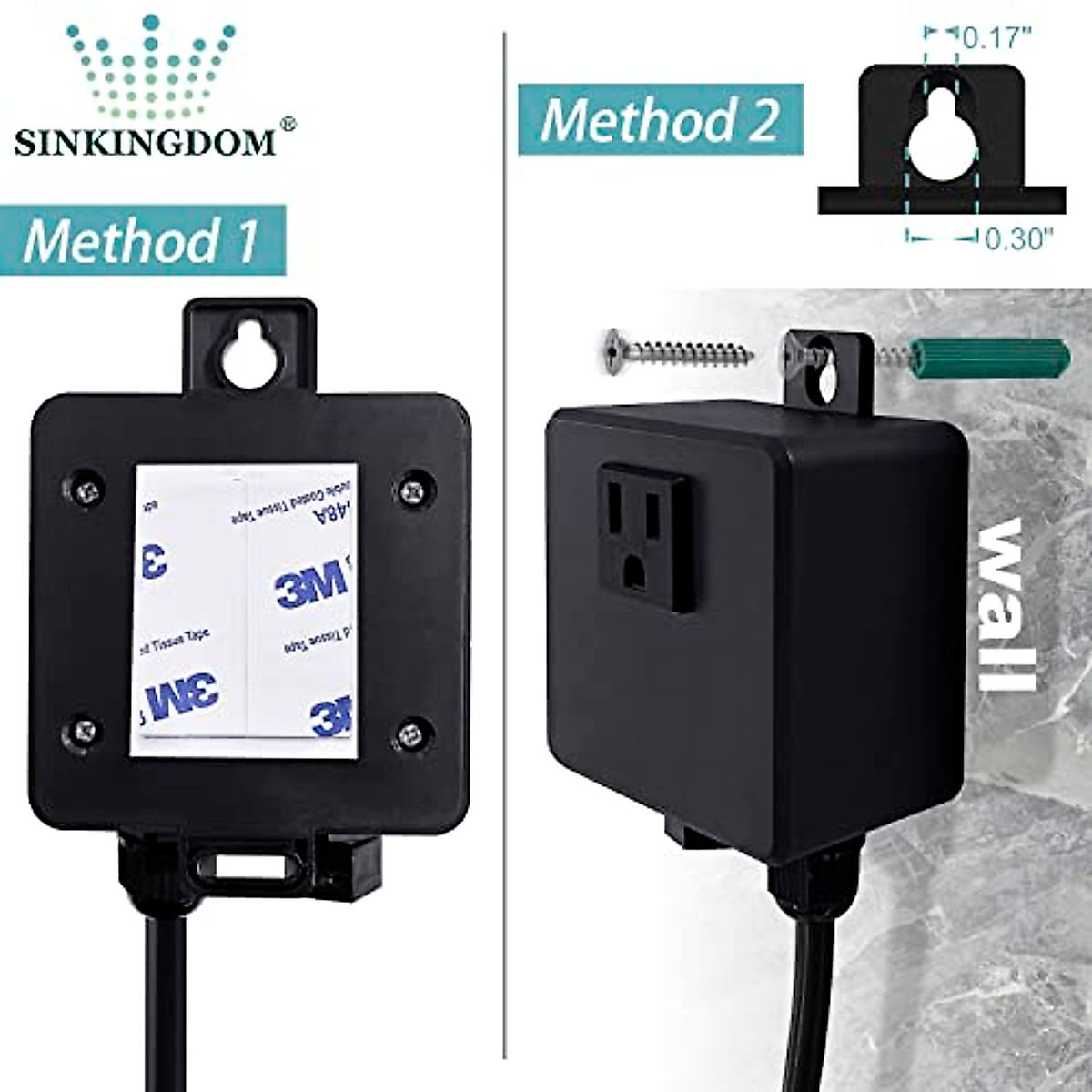 SINKINGDOM Garbage Disposal SinkTop Air Switch Kit with Long Button,Brass Made Cover,UL,Matte Black