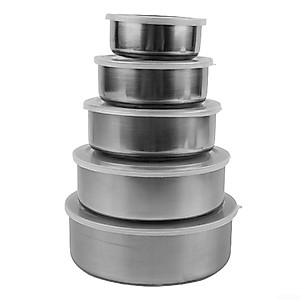 Cloudpower 5 Pcs Stainless Steel Food Storage Containers With Plastic Lids, Leakproof Stainless Steel Lunch Box Containers, Deep Size Bowls