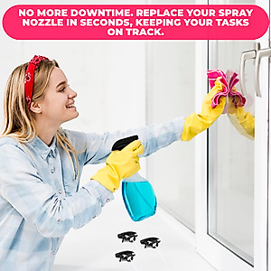 ALPENKOK 4 Pcs Spray Nozzle for Bottles - Spray Bottle Tops Replacement, Durable Plastic, Adjustable Length, 2 Spray Modes, Fits 8 Oz and 16 Oz Bottles, Good Sealable Fit for Home and Garden Use