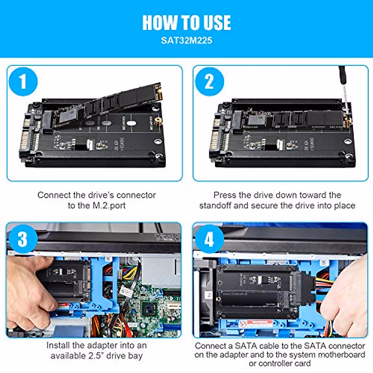 BEYIMEI M.2 NGFF to SATA Adapter Card, B-M Key, Supports 2230, 2242, 2260, 2280mm M.2 SSDs