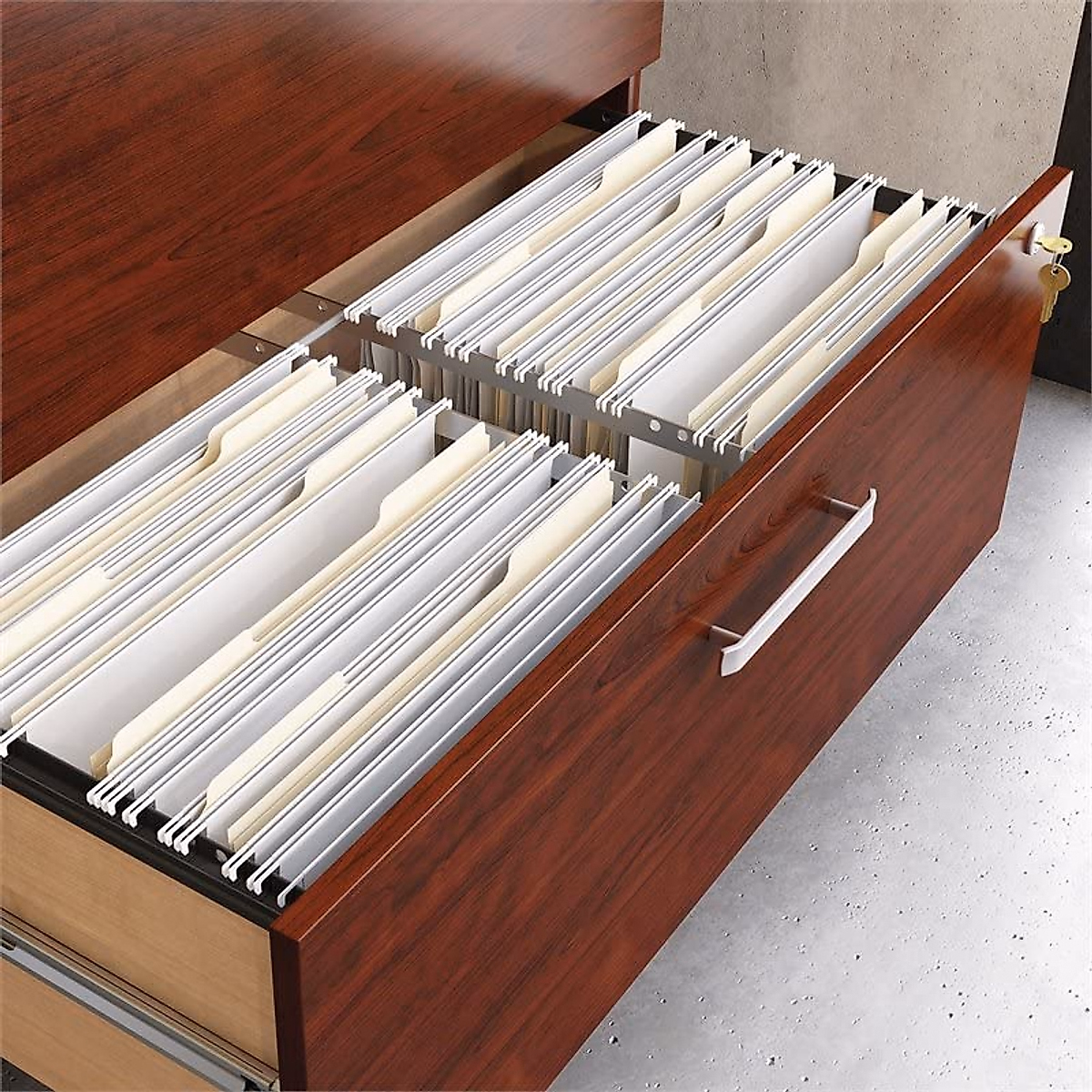 OfficeWorks by Sauder Affirm Lateral File, L: 35.43" x W: 23.47" x H: 29.29", Classic Cherry Finish