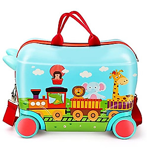 emissary Ride on Suitcase for Kids, 17” Kids Ride On Luggage for Kids, Kids Luggage With Wheels For Girls Boys, Kids Suitcases For Girls Boys,Kids Ride On Suitcase with Wheels