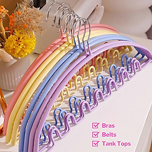 2THESTARS 5-Pack Hangers for Heavy Duty, Multi-Function Non-Slip Space Saver, Ideal for Belt, Tank Tops, Bras, Clothes Organization,Stainless Steel, Rust-Proof, Oxidation Resistant (Yellow)