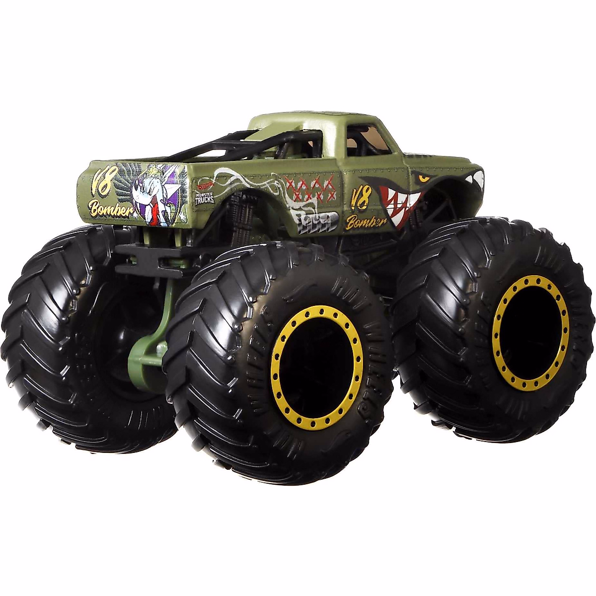 Hot Wheels Monster Trucks 4-Pack, 1:64 Scale Set of 4 Toy Vehicles with Giant Wheels for Kids & Collectors (Styles May Vary)