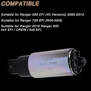 FOKES The high-performance Fuel Pump with Strainer and 43PSI Pressure Regulator Compatible with Polaris Ranger 500 700 800 (2006-2013) Replaces 2521121, 2520864, 2204306, 1240382, 1240239