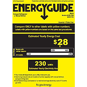 Walsh WSR17BK Compact Refrigerator, 1.7 Cu.Ft Single Door Fridge, Adjustable Mechanical Thermostat with Chiller, Reversible Doors, Black