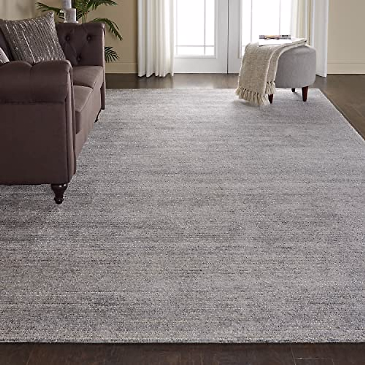 Nourison Weston Solid Silver Birch 8' x 10'6" Area -Rug, Easy -Cleaning, Non Shedding, Bed Room, Living Room, Dining Room, Kitchen (8x11)
