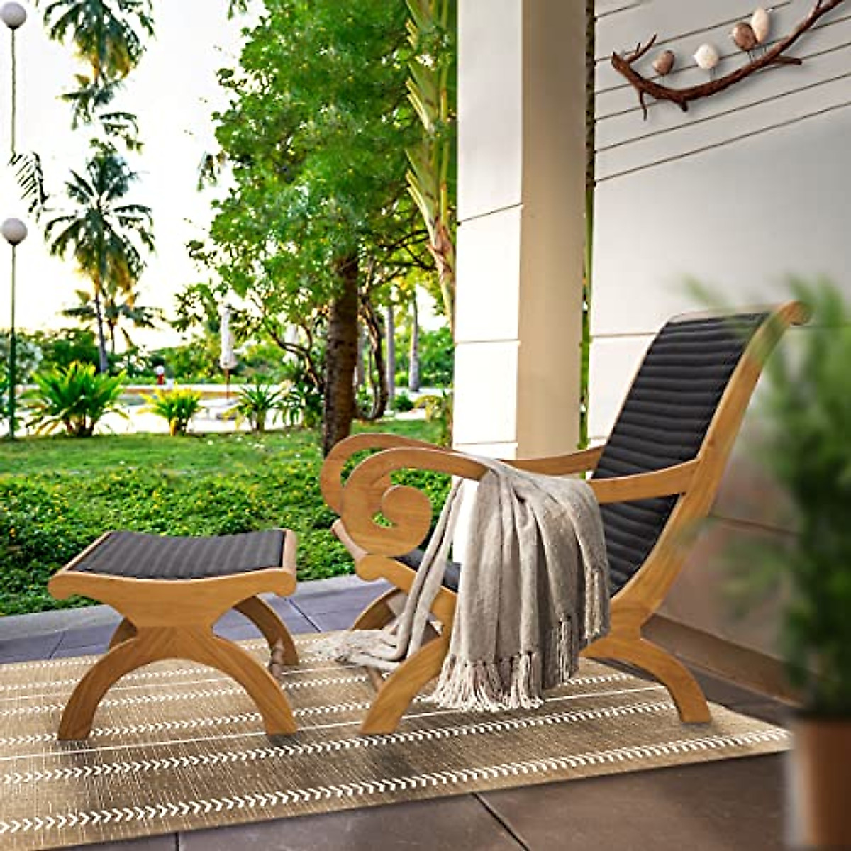 Kenya Teak Lazy Chair Incl. Footstool, Made from Solid A-Grade Teak Wood