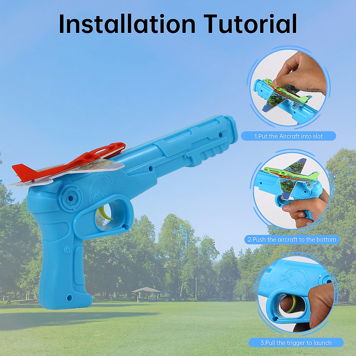 Manmel 12 Pack Airplane Launcher Toys for Kids, 2 Launchers and 10 Foam Glider, Indoor Outdoor Flying Toys for Boys Girls 4-8 Years Old, Plane Party Favors Birthday Gifts for Toddlers