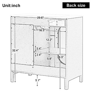Favfurish 24" Bathroom Vanity with Sink,Wooden Storage Cabinet with Glass Door and Drawers,Adjustable Shelf,Single Undermount Ceramic Basin,for Bath,Easy to Assemble,Black