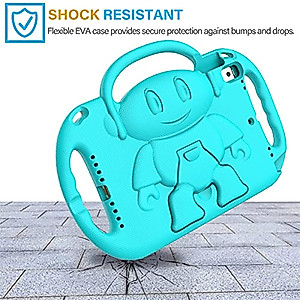 SUPLIK iPad 10.2 Case for Kids, iPad 9th/8th/7th Generation Case, iPad 10.2 2021/2020/2019 Protective Case with Shoulder Strap Handle Stand for Apple iPad 10.2 inch Model, Cyan