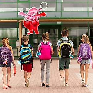 (School Students Gift and Party Favors) 15 Packs Bulk Mini Pop Keychain Backpack Fidget, Santa Claus Christmas Tree Decoration,Window and Wall Stickers