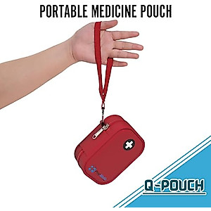 PracMedic Bags Auvi Q Carrying Case- Medicine Pouch - First Aid Pouch for Asthma Inhaler Case, Pump, Kids, Purse Essentials, Seizure Meds, Nasal Spray, Syringe, Travel Medicine, Hiking (Q-Pouch Red)
