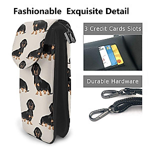 Women Men Girls Boys Wiener Dog Fabric Doxie Dachshund Weiner Dog Pet Dogs Small Crossbody Purse Cell Phone Pouch Mini Tote Shoulder Bag For Travel Work Shopping Walking Dating Outdoor