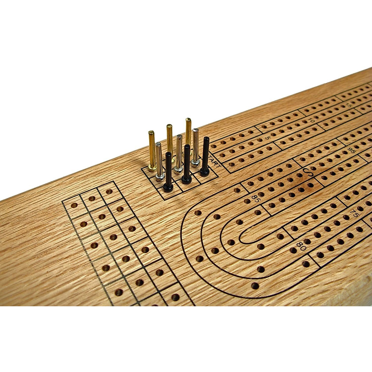 WE Games- Classic Wooden Cribbage Board Game Set- Solid Oak