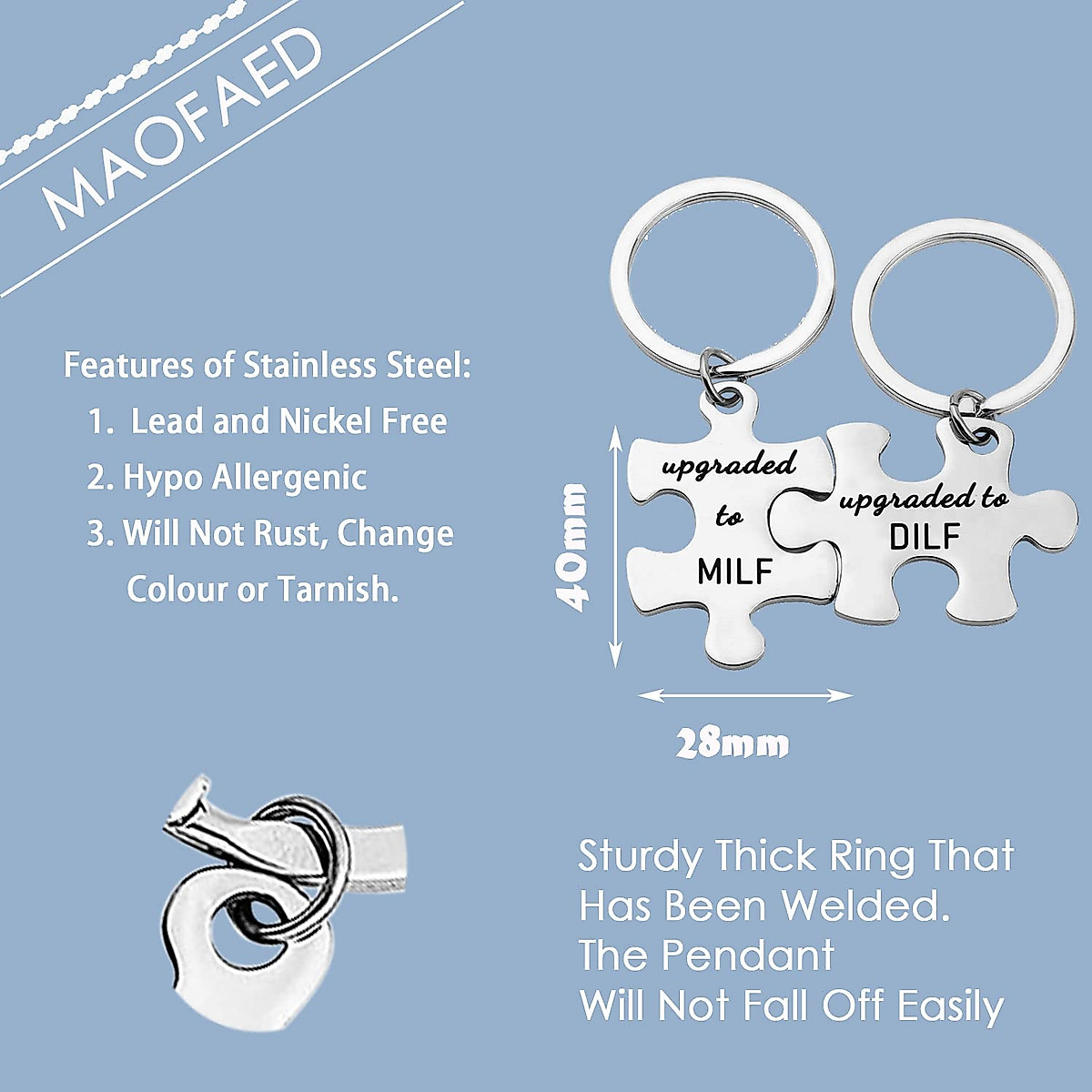 MAOFAED New Mom New Dad Gift Couple Gift New Parent Gift Ungraded To Dilf Ungraded To Milf Keychain Pregnancy Gift (ungraded dilf milf)