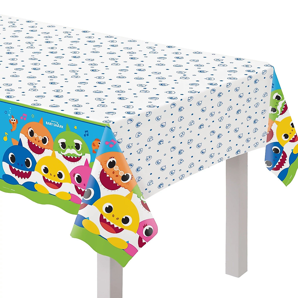 Adorable Baby Shark Plastic Table Cover - 54" x 96" (1 Pc.) - Durable & Waterproof Material - Ideal for Kids' Parties & Events