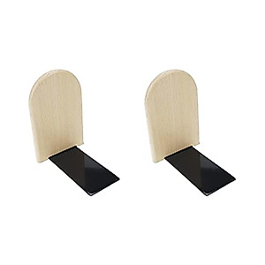 Pufguy Round Edge Beech Bookends Minimalist Wooden Book Stand Book CD for Shelves Desktops Office Library-2pcs