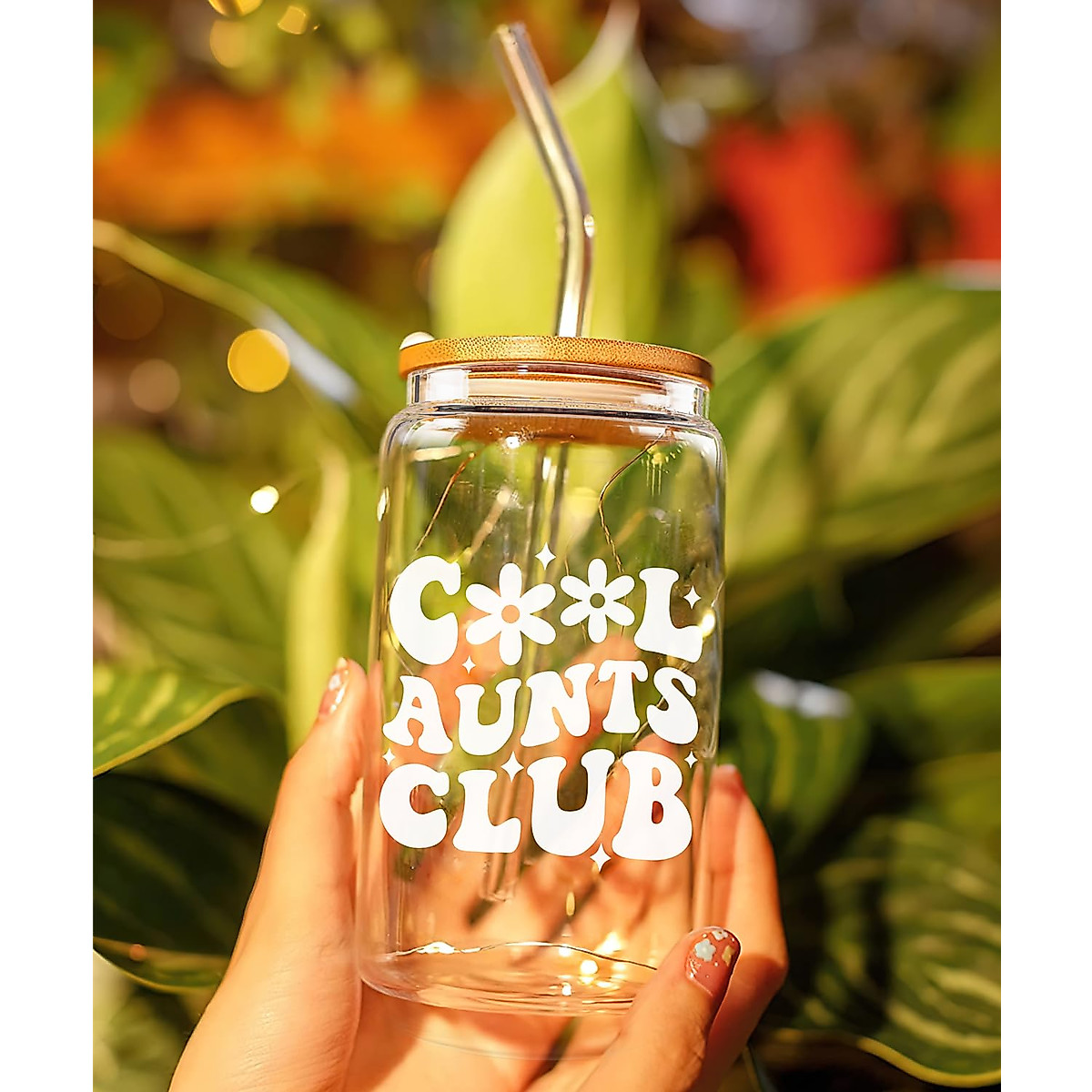 HEXMOZ Aunt Gifts from Niece, Newphew - Auntie Birthday Gifts, Cool Aunt Club, Auntie Era, Best Aunt Ever, Promoted To Aunt, New Aunt, Pregnancy Announcement Ideas - 16oz Glass Cup