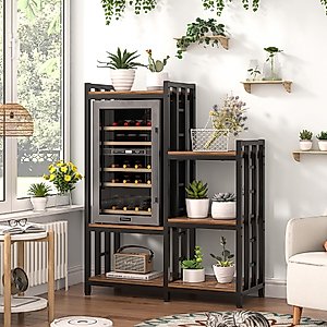 YCHF 6-Tier Kitchen Bakers Rack, Multifunctional Storage Shelf, Mini Fridge & Microwave Oven Stand Table, Coffee Bar, Adjustable Kitchen Shelves Freestadning (Rust Brown02)