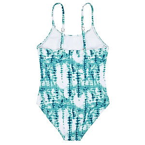 Toddler Girl Swimsuit UPF 50+ Sun Protection Girl One Piece Bathing Suit Girls' Swimwear Green Tied Dyed 7-8T