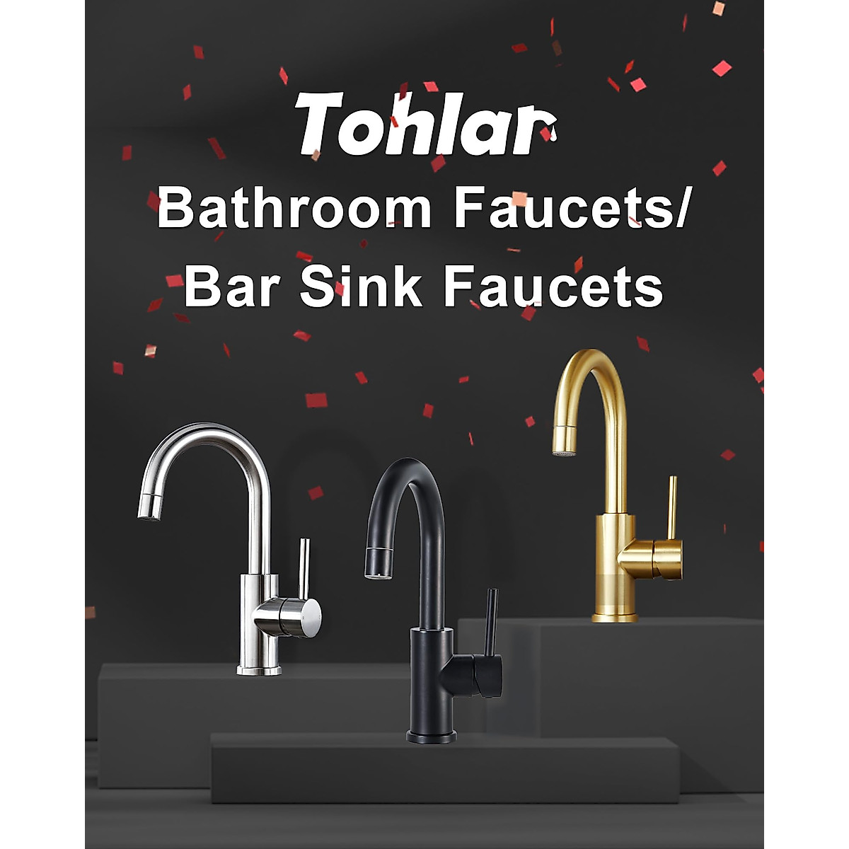 Tohlar Brushed Nickel Bar Sink Faucet Single Handle, Single Hole Bathroom Sink Faucet with Sprayer, Prep Wet Small Faucet for Kitchen/RV/Vanity, Bathroom Faucet with Swivel Spout & Pop Up Drain