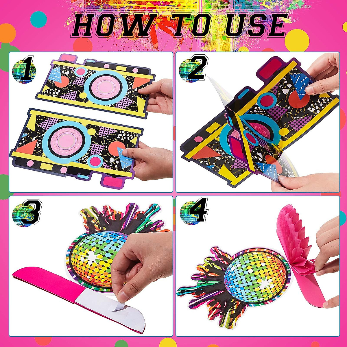 80s 90s Party Decorations 12 Pieces 80's 90's Honeycomb Centerpieces 80s / 90s Table Toppers Retro Party Decorations for 1980s / 1990s Hip Hop Birthday Party Favors Supplies