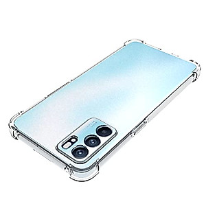 USTIYA Case for Oppo Reno 6 5G Clear TPU Four Corners Protective Cover Transparent Soft funda