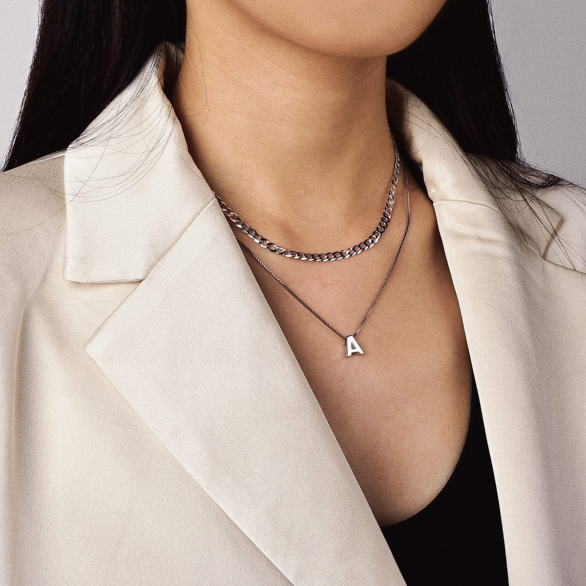 CANDYFANCY A Initial Necklace 925 Sterling Silver Letter Pendant Personalized 26 Alphabet Necklace for Women Men Gift with 18" Box Chain