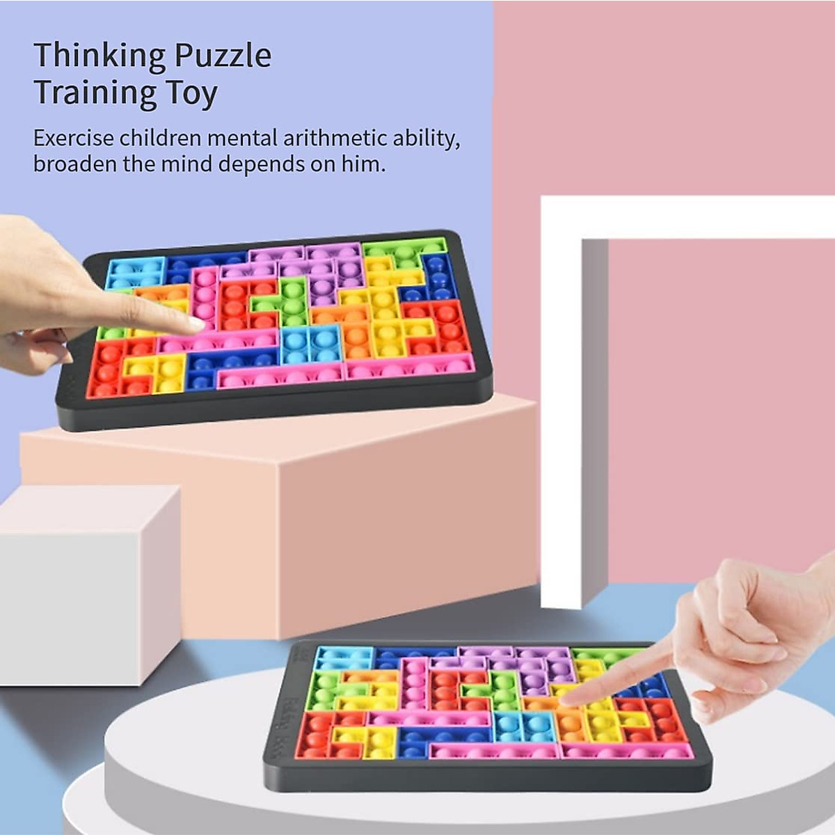 Hapencen Puzzle Game Pop It Fidget Jigsaw Toys,Push Bubble Silicone Sensory Fidget Toys Parent-Child Toys, Block to Anxiety & Relief Stress for Kids Adults or Autism Special Needs