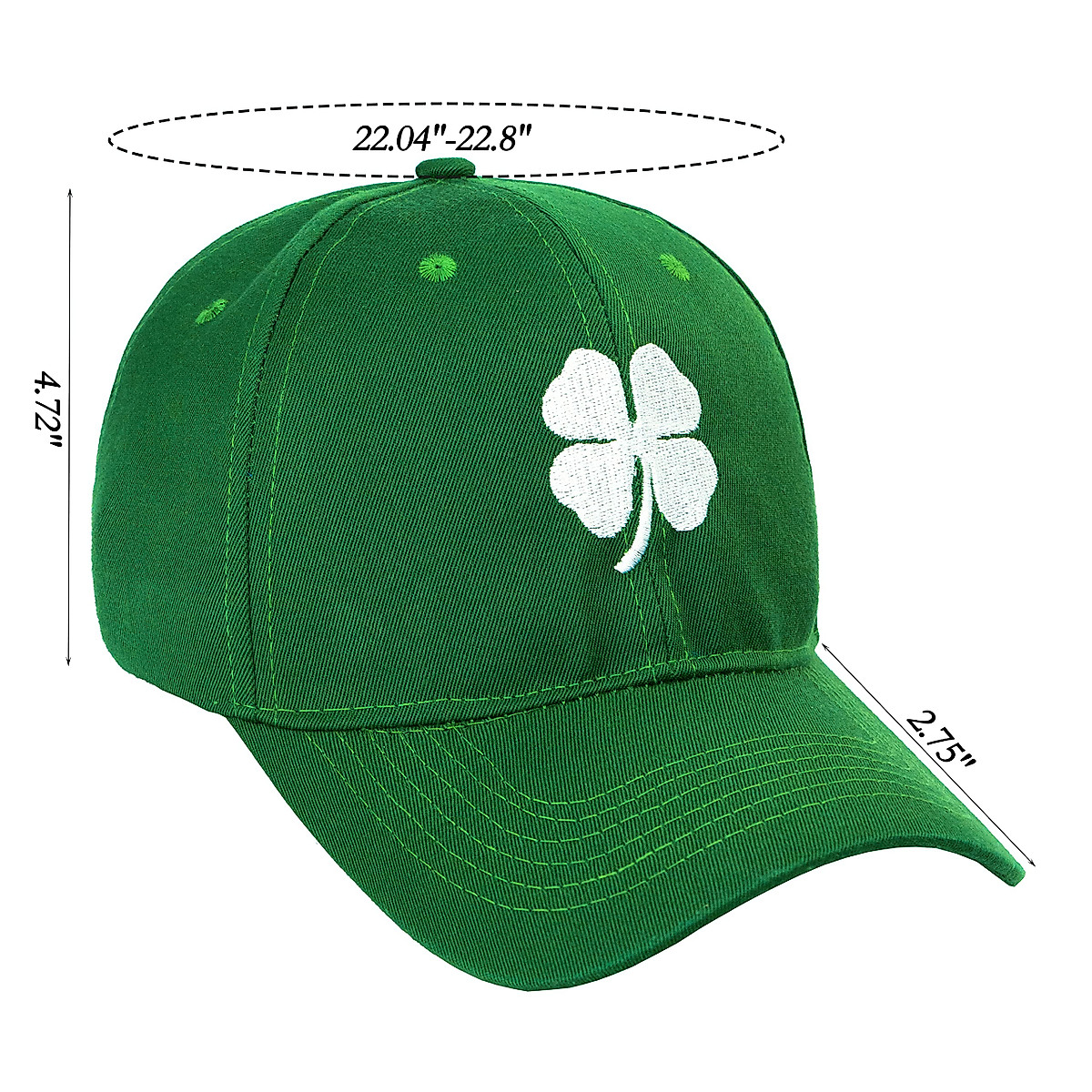 Ireland Irish 4 Leaf Clover St. Patrick's Day Hat for Men Women Embroidery Shamrock Baseball Cap Hat