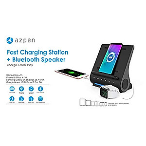 Dockall Fast Wireless Charger Bluetooth Speakers 4 in 1 Docking Station Charge 3 Devices for iPhone 14 13 12 11 X Samsung Galaxy S22 S21 S20 S10 S9