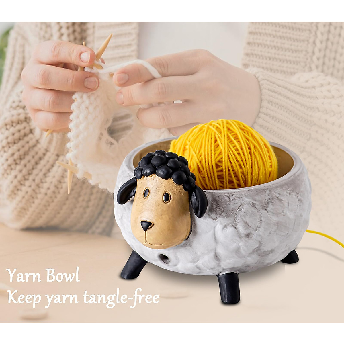 Sheep Yarn Bowls for Crocheting Resin Crochet Bowl Large Yarn Bowl for Knitting Durable Yarn Holder