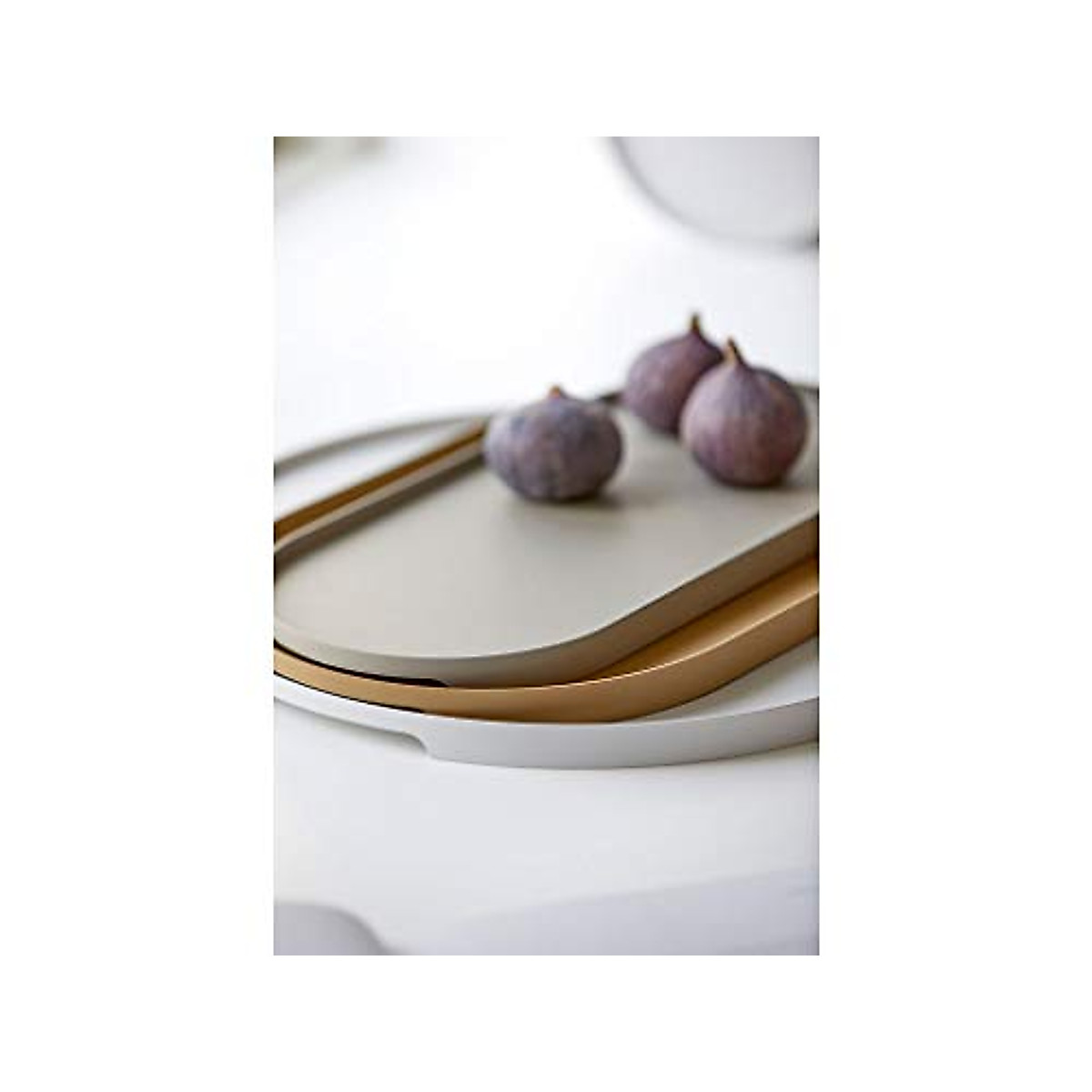 ZONE DENMARK, Singles Oval Tray, Metal, Modern Design, Large, Warm-Grey, 1 Count