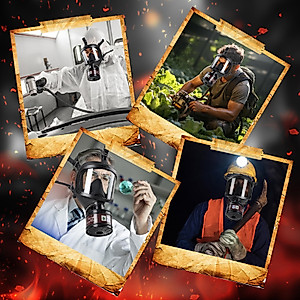 Gas Masks Survival Nuclear and Chemical: Full Face Respirator Mask with Filters 40mm Activated Carbon Charcoal Filter Canister Military Grade for Dust Painting Chemical Mechanical Polishing Welding