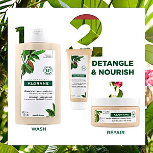 Klorane Conditioner with Organic Cupuaçu Butter, Nourishing & Repairing for Very Dry Damaged Hair, SLS/SLES-Free, Biodegradable, 6.7 fl. oz.