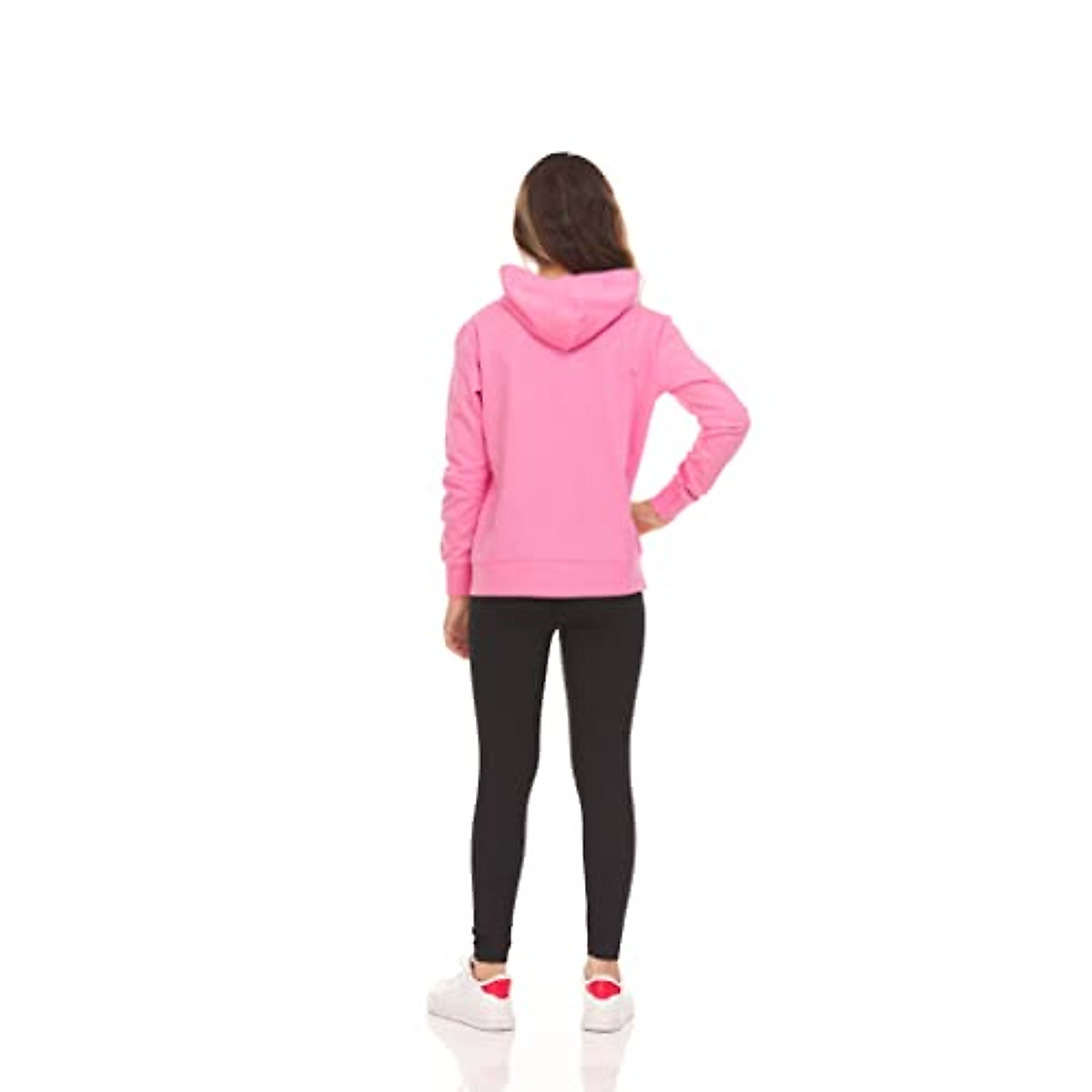 Big Girls Zip Up Hoodie, Kids Full Zipper Hooded Fashion Sweatshirt, Warm Basic Casual Clothing & Dance Wear, Pink/L 14