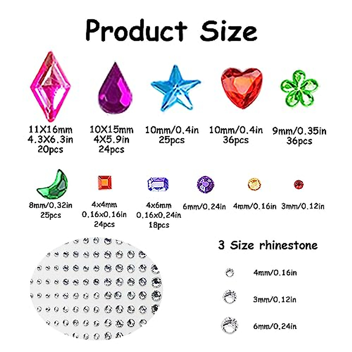 10 Sheets Gems Stickers, Eye Body Face Gems Jewels for Makeup Self Adhesive Crystal Rainbow Rhinestones for DIY Craft Nail Body Makeup Festival