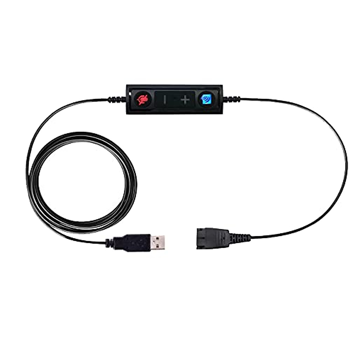 TruVoice USB Adapter Compatible with Any Jabra Quick Disconnect (QD) Wired Headset and Includes Volume Control and Mute Functionality (Connects Headset to PC, Laptop and Softphones)