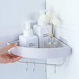 Adhesive Shower Caddy Corner basket Bathroom Shelf（2 Packs） (White)
