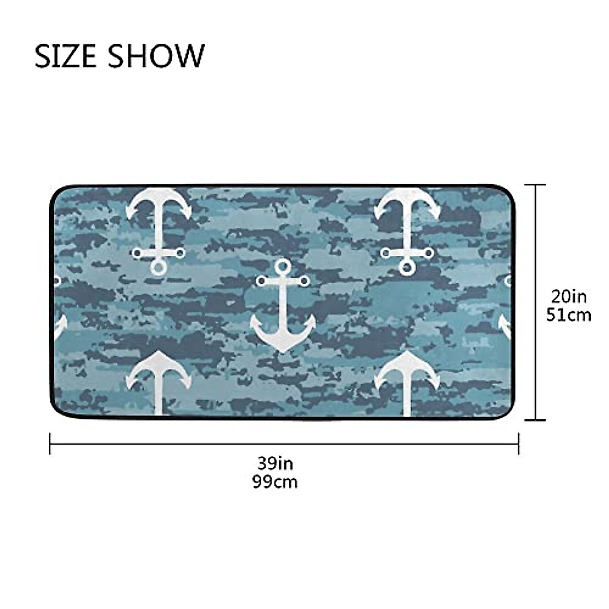 Kitchen Mat Rug Comfort Standing Mat Anchors Blue Soft Absorbent Runner Rug for Hallway Entryway Bathroom 39x20 inch