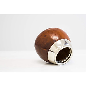 Circle of Drink - Sabi Cup Mocha - Authentic Handcrafted Calabash Yerba Mate Gourd - Alpaca Silver Brim - 50g, 10oz Capacity (MOCHA)