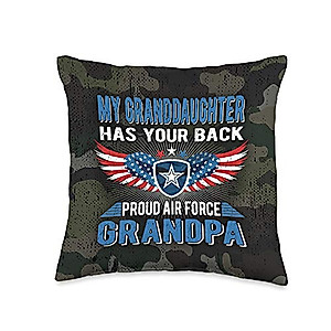 TCorner Proud US Air Force Family My Granddaughter Has Your Back Proud Air Force Grandpa Gift Throw Pillow, 16x16, Multicolor