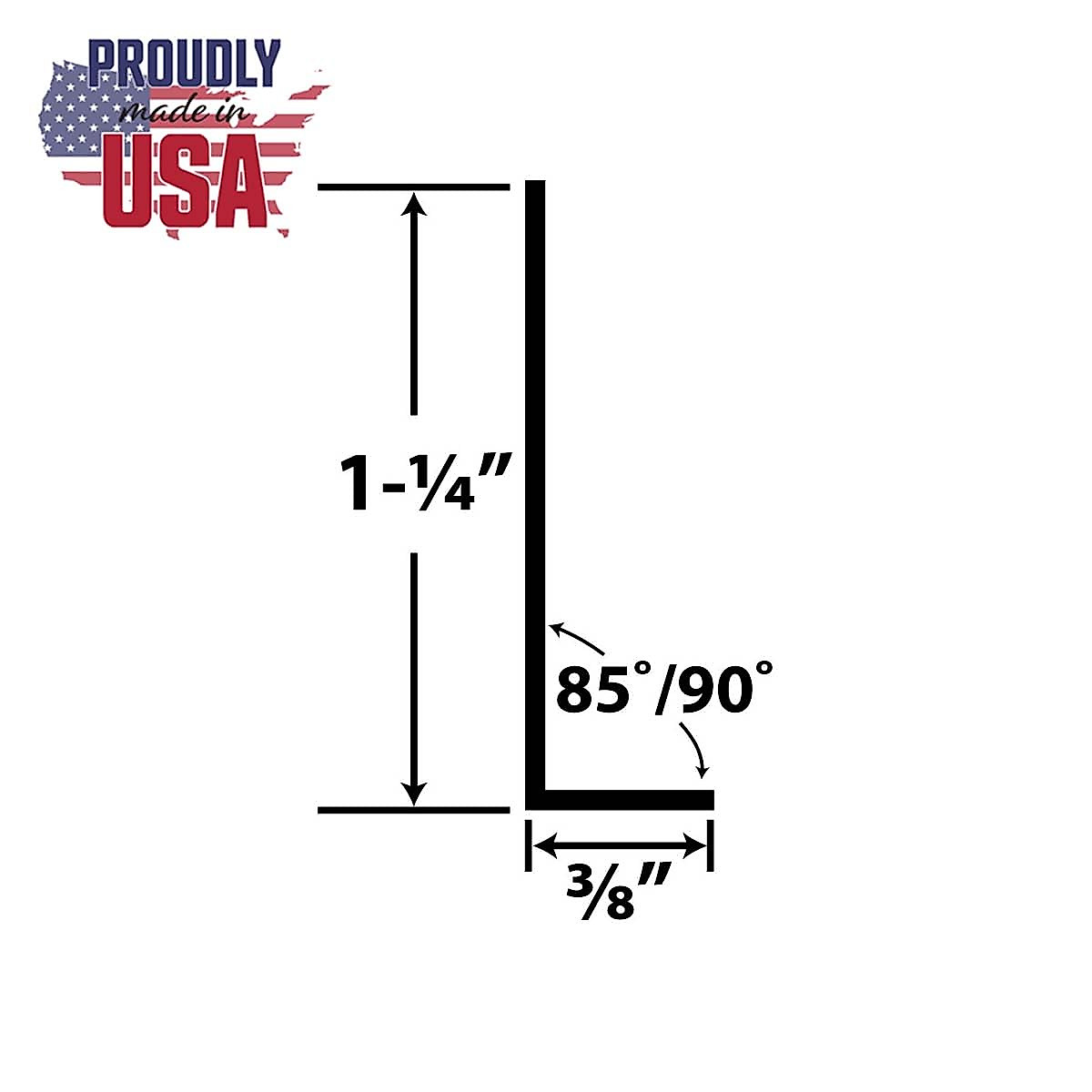 Outwater Plastics 1441-Bk Black 3/8 Inch X 1-1/4 Inch X 3/64 (.047) Inch Thick Styrene Plastic Angle Moulding 72 Inch Lengths (Pack of 10 Pieces, 60 feet Total)