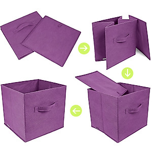 Greenco Foldable Storage Cubes Non-woven Fabric -6 Pack-(Purple)