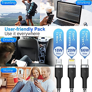 100W USB C Multi Fast Charging Cable, 6FT 6A USB C/A to Multi Charging Cable, 5 in 1 Braided Multi Charging Cable with Lightning/Type C/Micro USB Universal Sync Charger Adapter forPhone