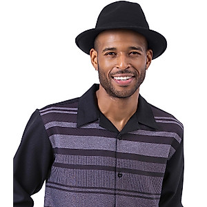 MONTIQUE Trendy Long Lasting 2 ¼ Brim Wool Felt Dress Hat for Men H-62 (X-Large, Black)
