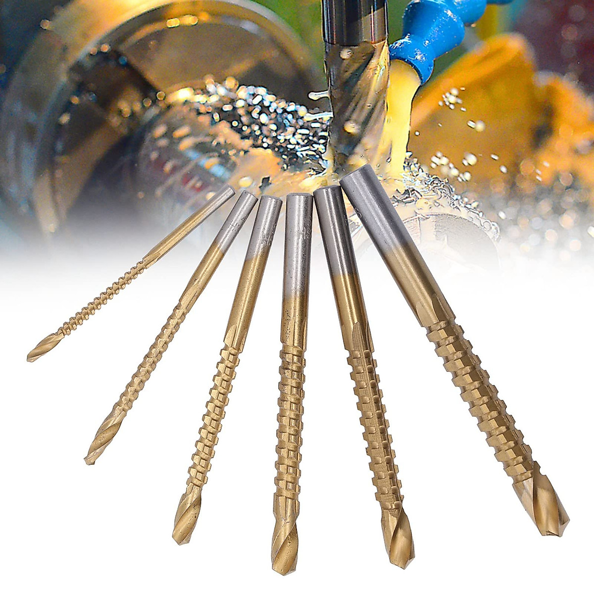 Twist Drills Bits Set, Better Balance Heat Treated Stable High Speed Steel 6Pcs Serrated Drill Bit for Drilling